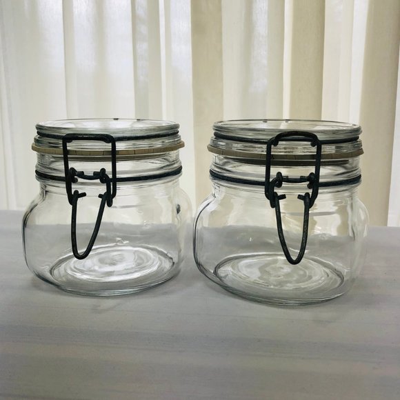 Storage & Organization | 2 Vintage Liter Glass Bail Trigger Jars | Poshmark